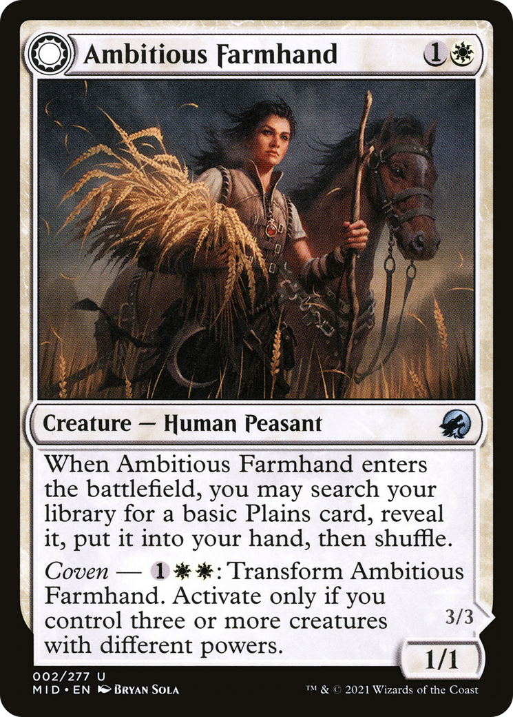 Ambitious Farmhand // Seasoned Cathar (MID-002) - Innistrad: Midnight ...