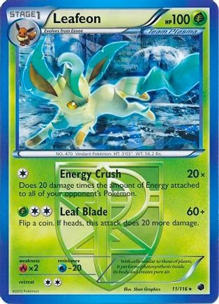 Leafeon - 11/116 (BW Plasma Freeze) 11 - Deck Exclusives Holofoil ...