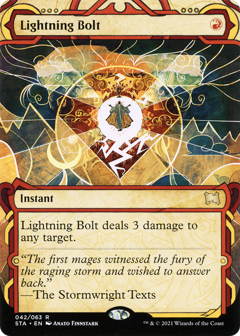 Lightning Bolt (STA-042) - Strixhaven Mystical Archive: (Showcase) (Borderless) Foil - Game Nerdz