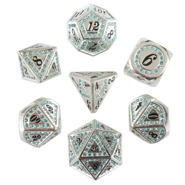 Forged Gaming: Ice Gem - Polyhedral Metal Dice Set (7ct) - Game Nerdz