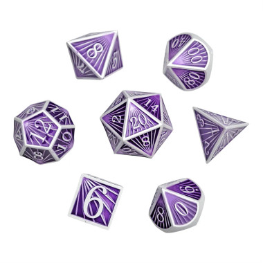 Forged Gaming: Deco Purple Metal RPG Dice Set - Game Nerdz