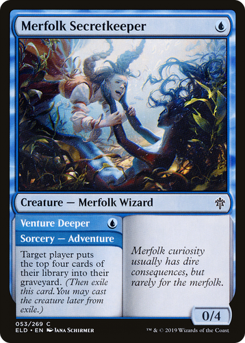Merfolk Secretkeeper // Venture Deeper (ELD-053) - Throne of Eldraine ...