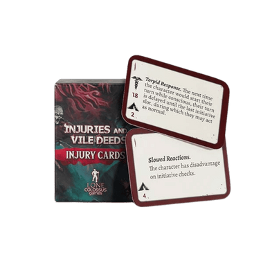 Injuries and Vile Deeds RPG: PC Injury Reference Cards (5E) - Game Nerdz
