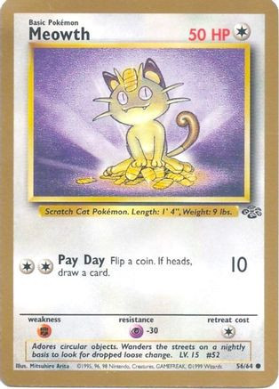 Meowth - 56/64 (Gold Bordered Promo) 56 - Miscellaneous Cards Products ...