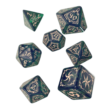 Tribal Dice Set: Blue-green & Beige (7) - Game Nerdz