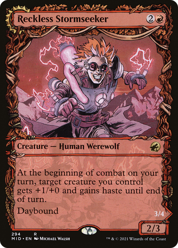 Reckless Stormseeker // Storm-Charged Slasher (MID-294) - Innistrad ...