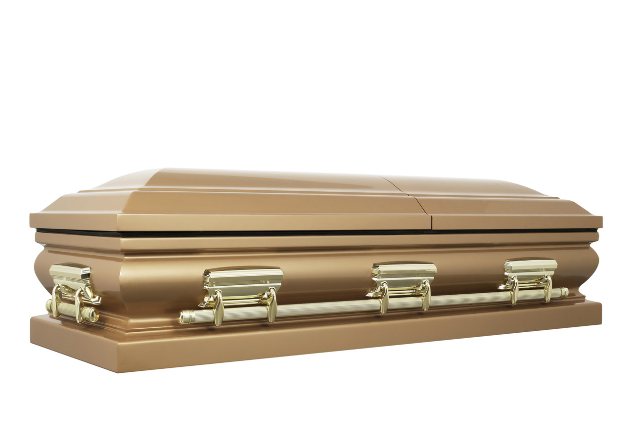Golden Fawn Metal Casket For Sale with White Velvet Interior ...