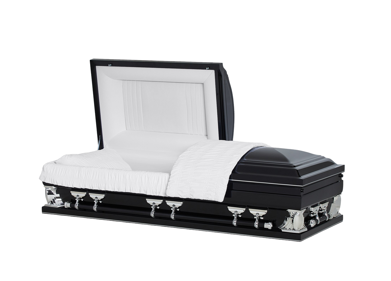 Spectrum Black with White Velvet Interior - Oversize Metal Casket ...