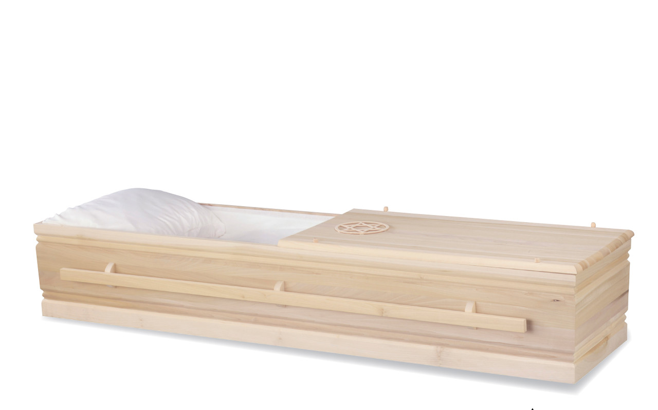Overnight Caskets | Masoret Poplar Wood Casket with White Crepe Interior