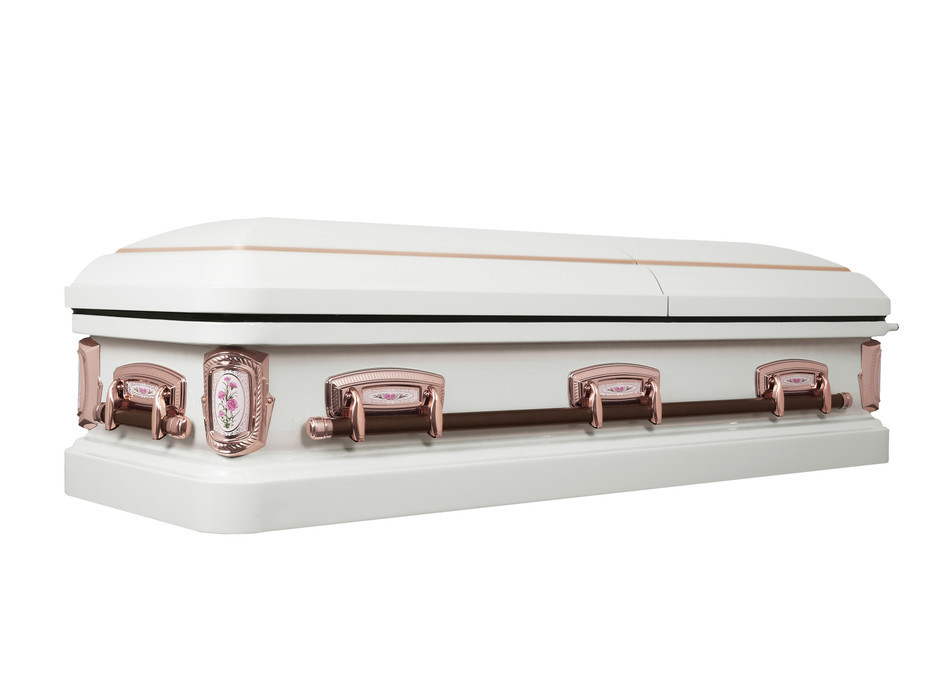 PrimRose White and Pink Steel Casket with Pink Velvet Interior ...