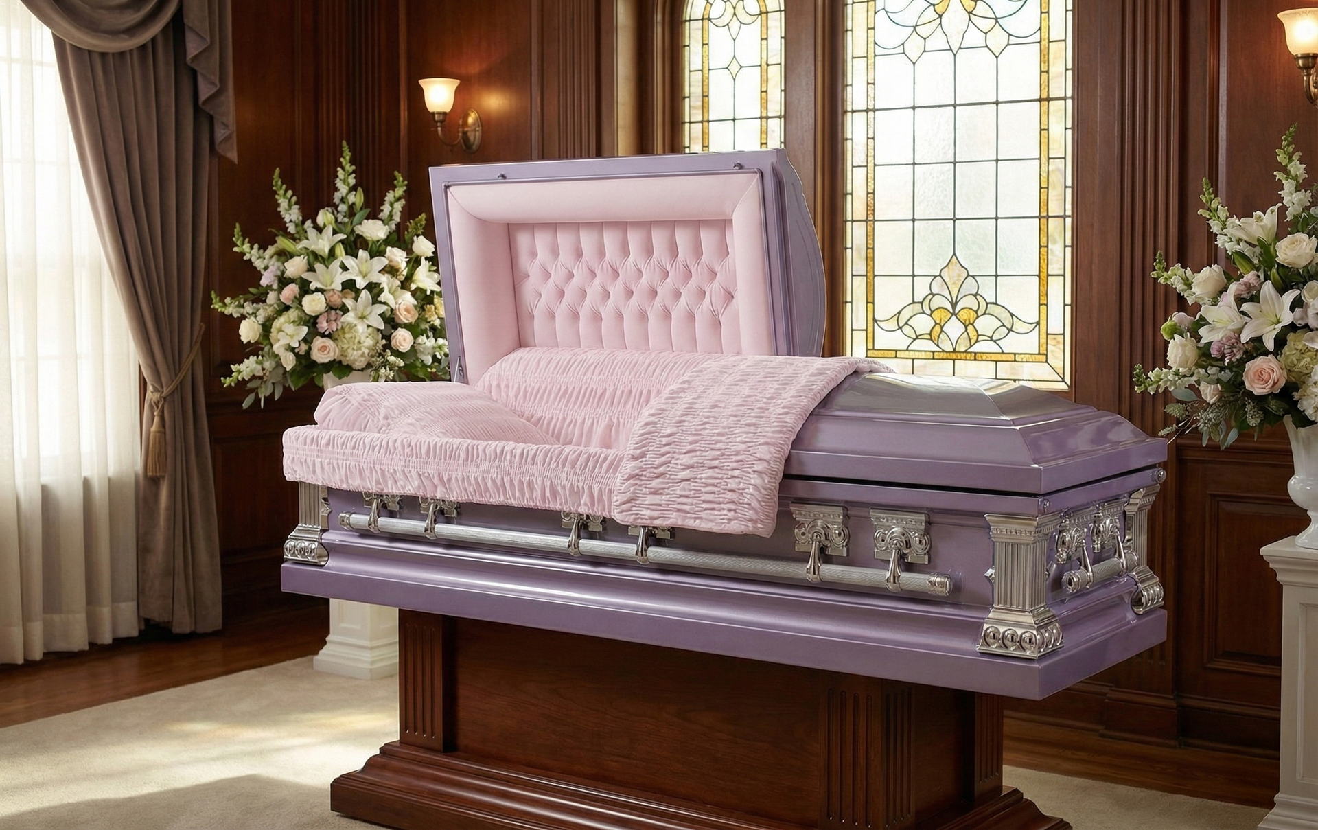 Lincoln Lilac Metal Casket for Sale with White Velvet Interior ...