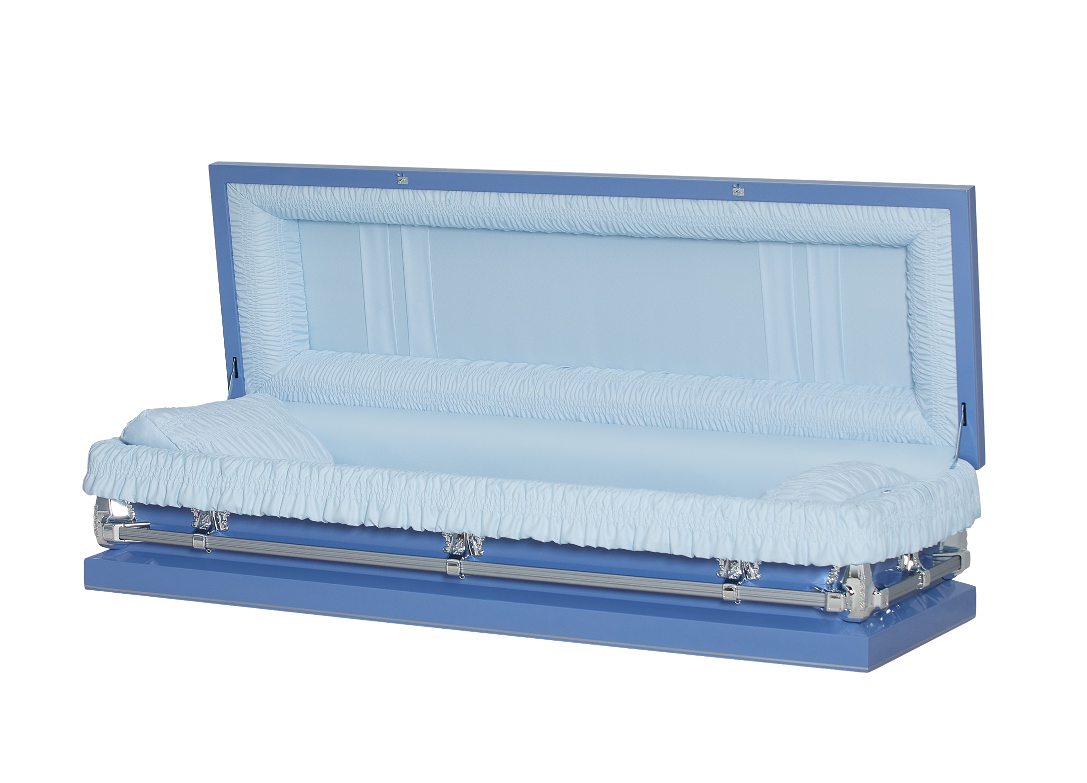 Gemini Blue Full Couch Metal Caskets for Sale with Blue Crepe Interior ...