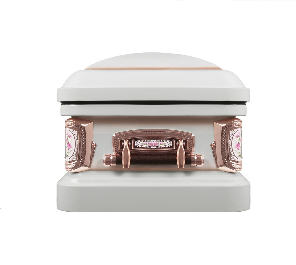 PrimRose White and Pink Metal Caskets for Sale with Roses & Pink Velvet ...