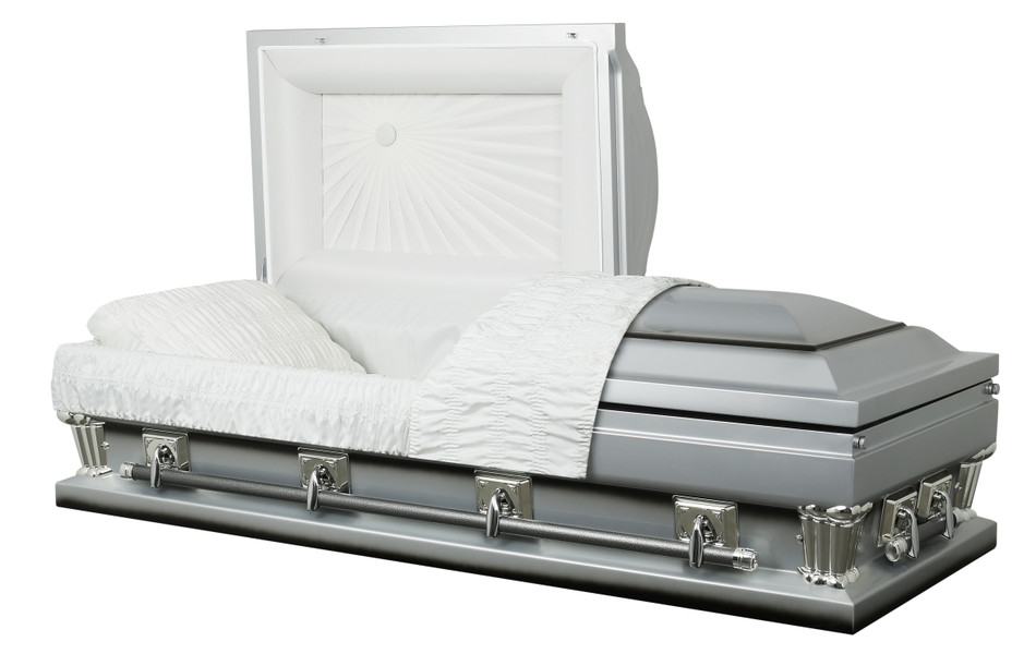 Frank Silver Shade Ebony Extra Oversized Caskets with White Velvet Interior