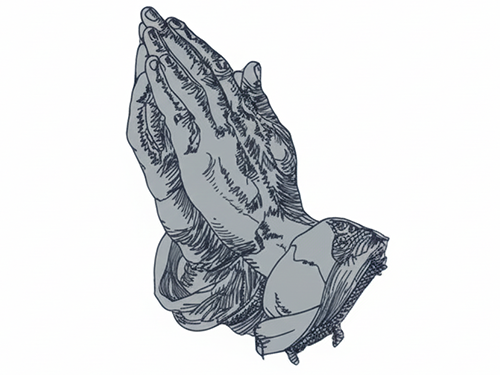 Praying Hands Head Panel - Blue