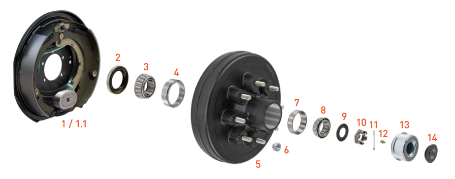 7,000 LB (7K) Electric Brake Axle Breakdown: Complete Wheel End ...
