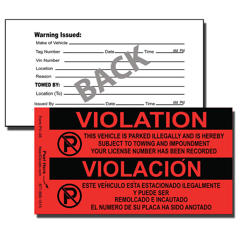 PV-05 Parking Violation Stickers / Parking Infringement Stickers