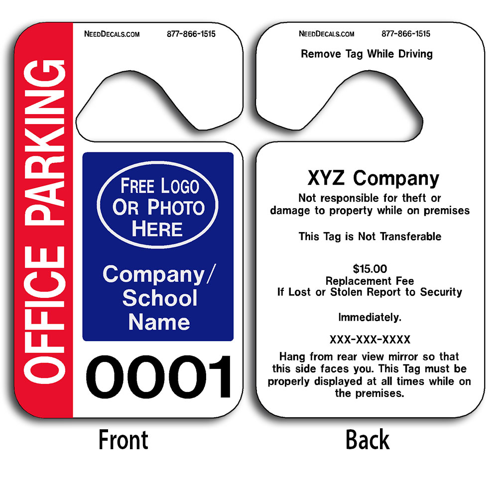 Parking Hang Tag Printing 50 @ $3.10 to 2,500 @ $0.42 Free Numbering ...
