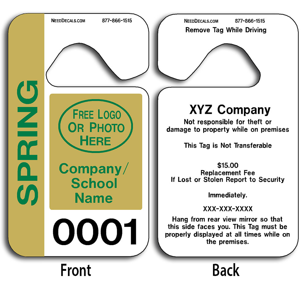Hang Tags Parking - Includes numbering & back-printing