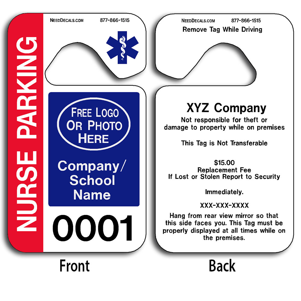 Parking Permit Hang Tags - Free numbering & back-printing
