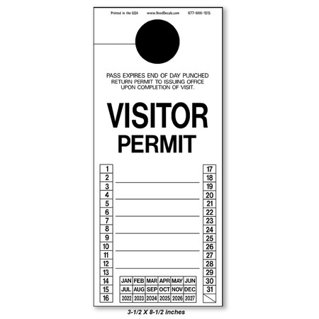 Visitor Permit | Punch Out Visitor Parking Permit | Temporary