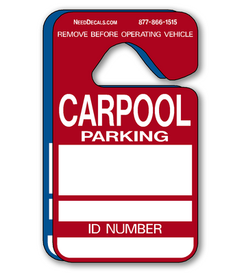 Carpool Parking Permits Hang Tags
