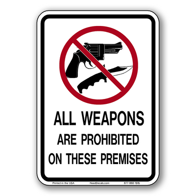 No Firearms or Weapons Allowed Decals