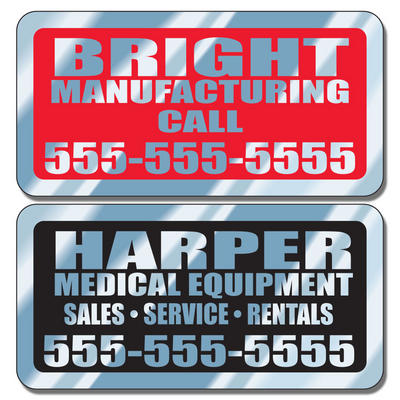 Chrome Rectangle Service Decals | Equipment Service Stickers