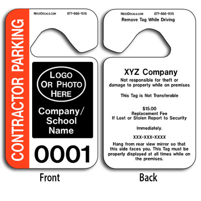 Custom Contractor Parking Hang Tags 50 @ $3.10 to 2,500 @ $0.42 Free ...