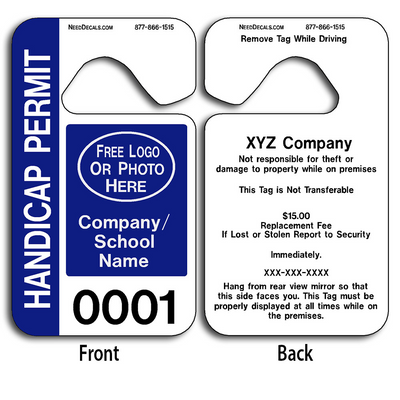 Handicap Parking Hang Tag Permits 50 @ $3.10 to 2,500 @ $0.42 Free ...