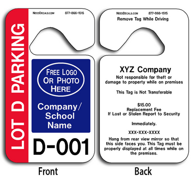 Parking Hang Tag Parking Permits - Free numbering & back-printing