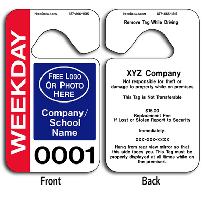 Hanging Parking Pass Templates - Free numbering & back-printing