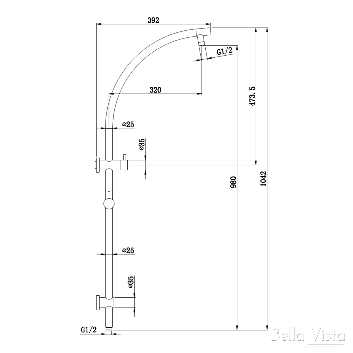 Curved Dual Shower Rail with Rainfall Head