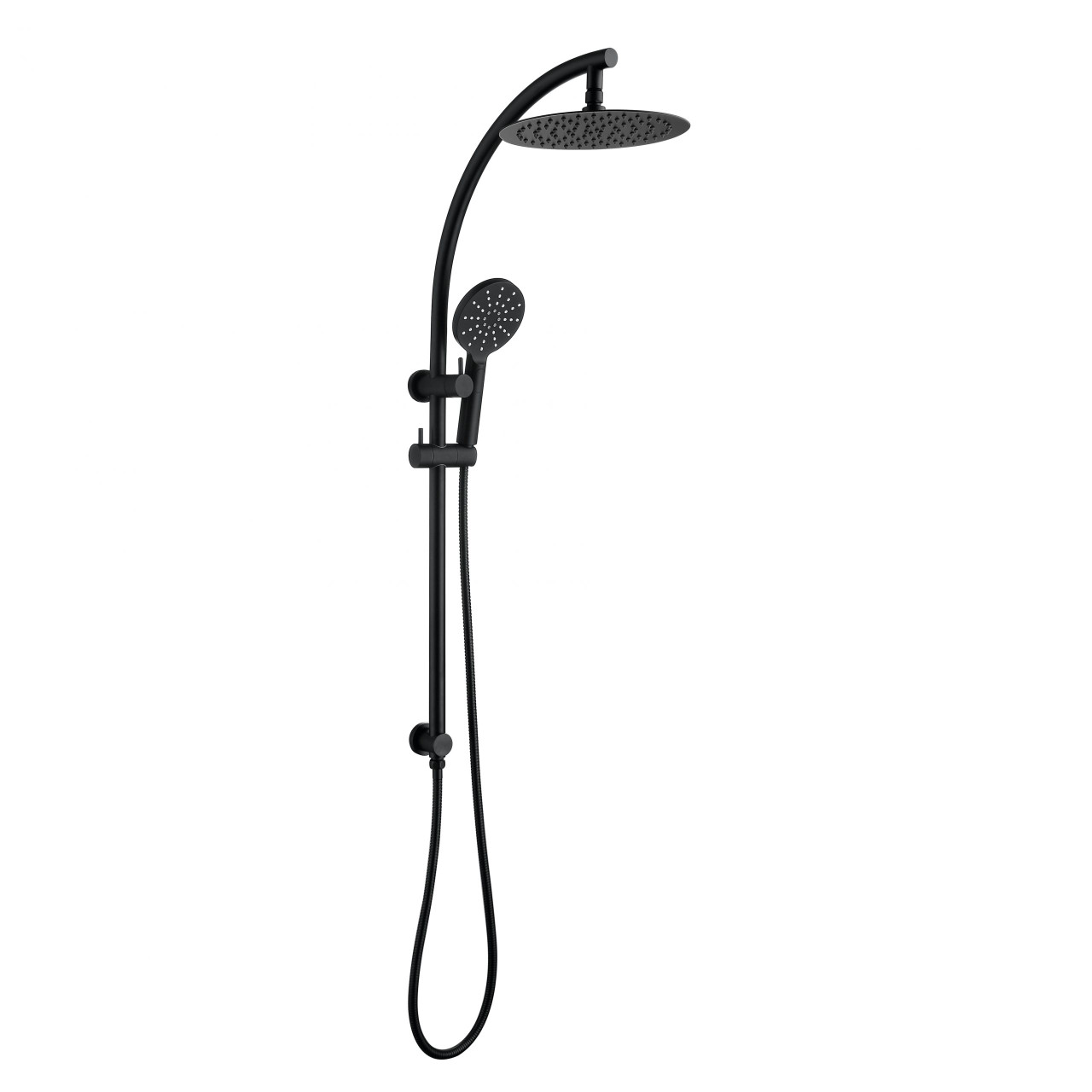 Curved Dual Shower Rail with Rainfall Head