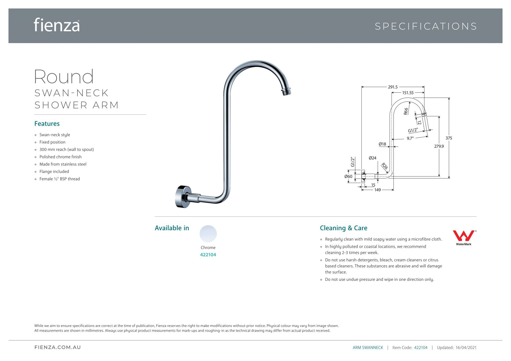Round Fixed Swan-Neck Arm