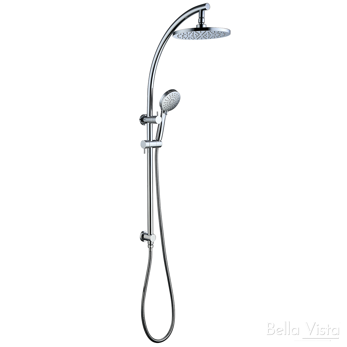 Curved Dual Shower Rail with Rainfall Head