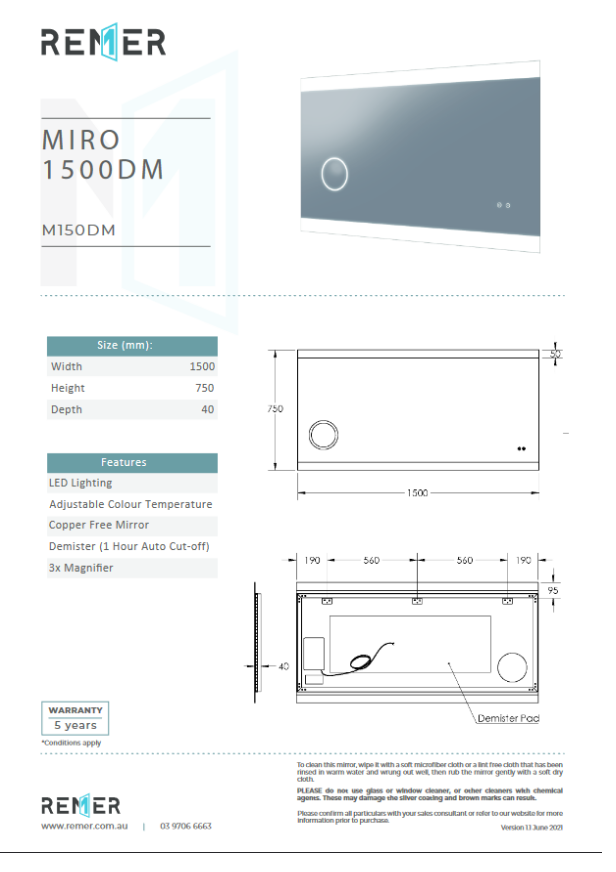 Miro LED Mirror with Magnifier