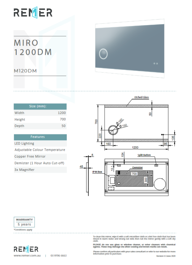 Miro LED Mirror with Magnifier