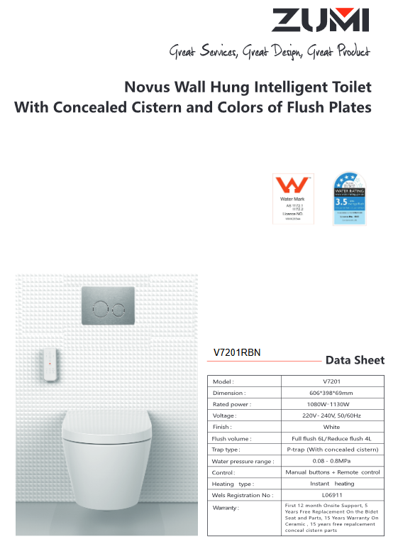 Novus Intelligent Wall Hung Toilet | Zumi bathrooms