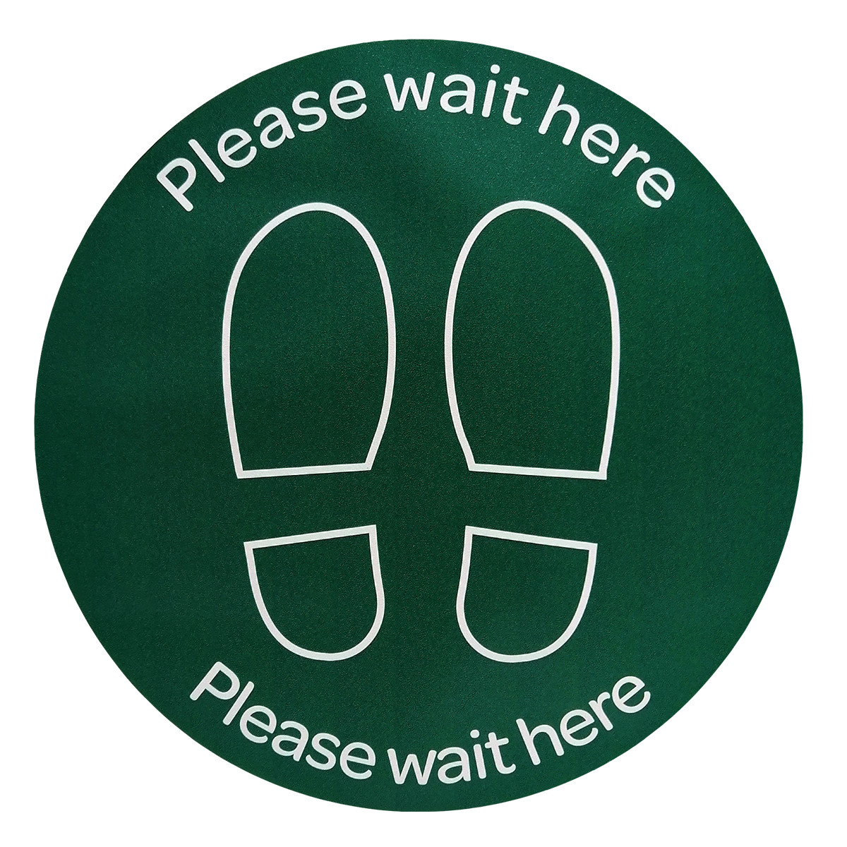 FLOOR STICKERS 300MM - PLEASE WAIT HERE (GREEN), PKT 10 - Qizzle