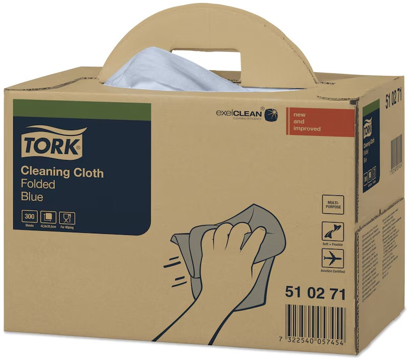 TORK MULTI PURPOSE CLEANING CLOTH BLUE 42 X 38CM, BOX 300 - Qizzle