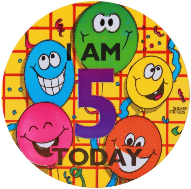 I AM 5 TODAY STICKERS, PKT 80 - Qizzle