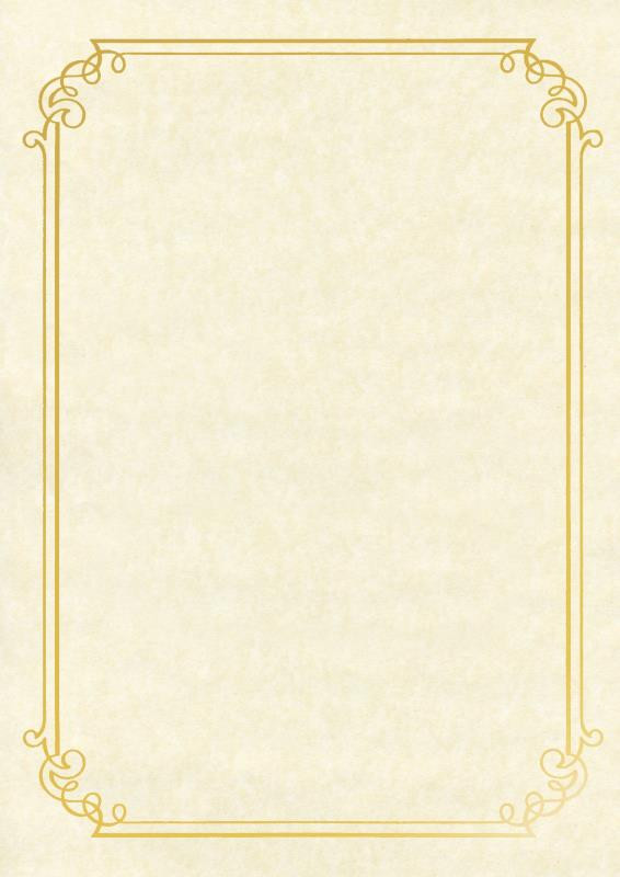 A4 NATURAL PARCHMENT PAPER WITH GOLD FOIL BORDER - Qizzle