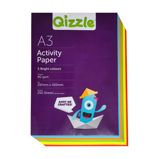 A3 BRIGHT COLOURED PAPER PACK 80GSM, 250 SHEETS - Qizzle