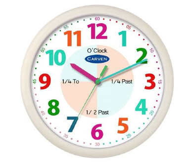 CARVEN EDUCATIONAL CLOCK, 300MM (12 HOUR) - Qizzle