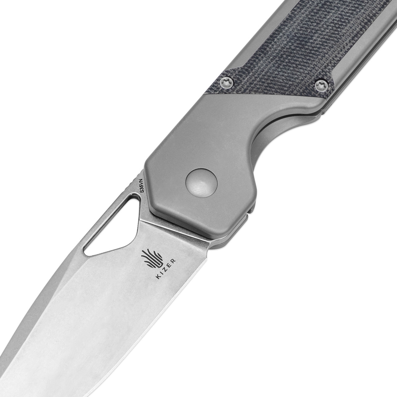 Kizer Militaw Micarta Titanium - Ki3634A1 | House of Knives Canada