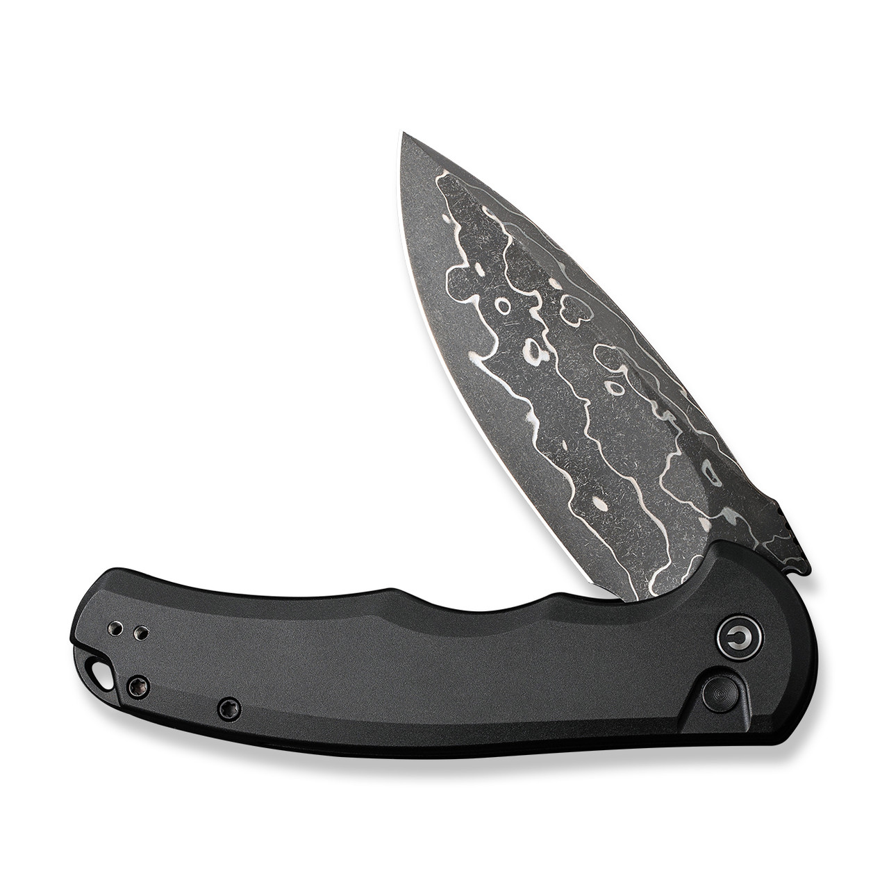 CIVIVI Button Lock Praxis Aluminum Black Damascus Clad - C18026E-DS1 ...