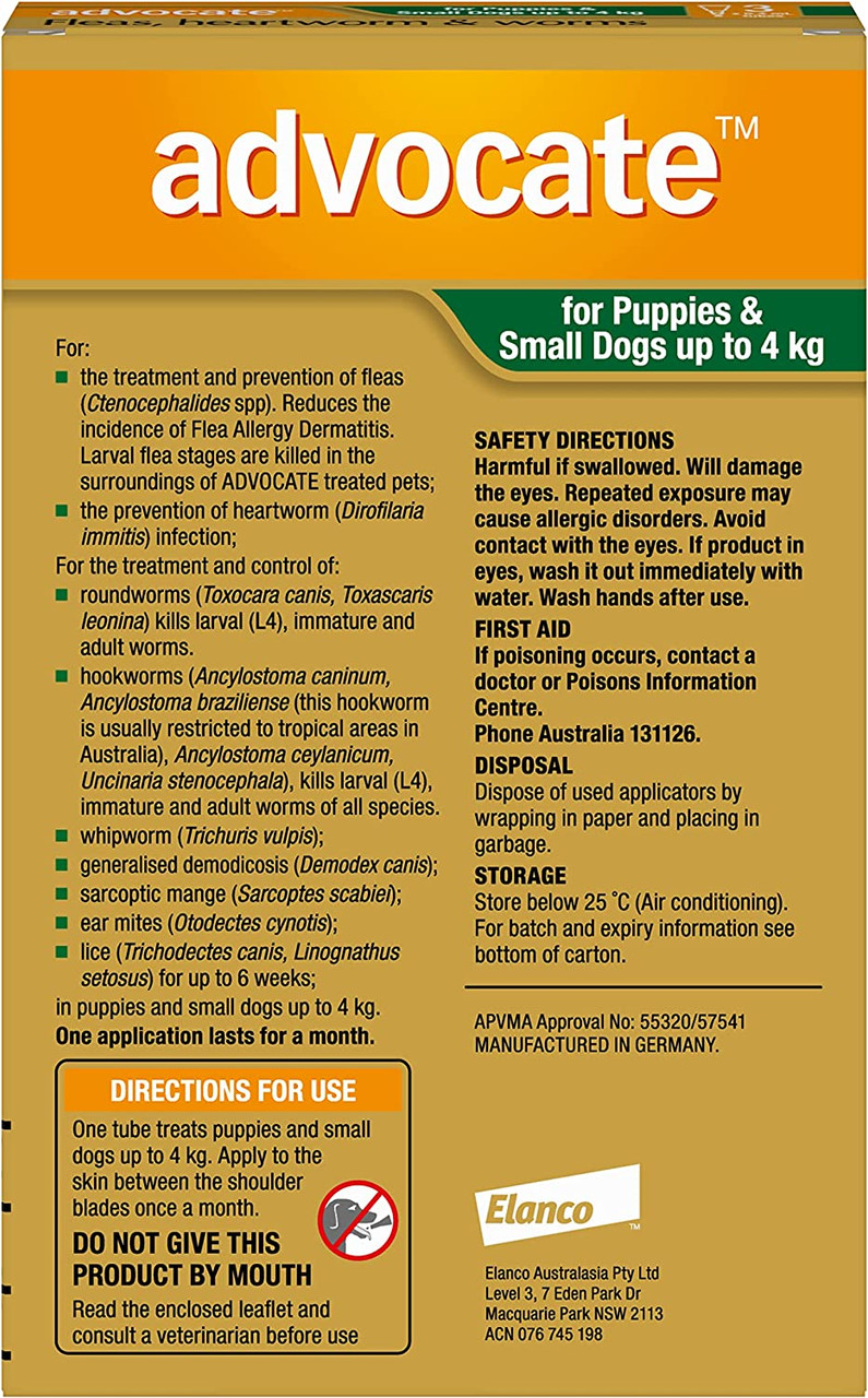 Advocate Flea, Heartworm & Worm for Small Dogs and Puppies