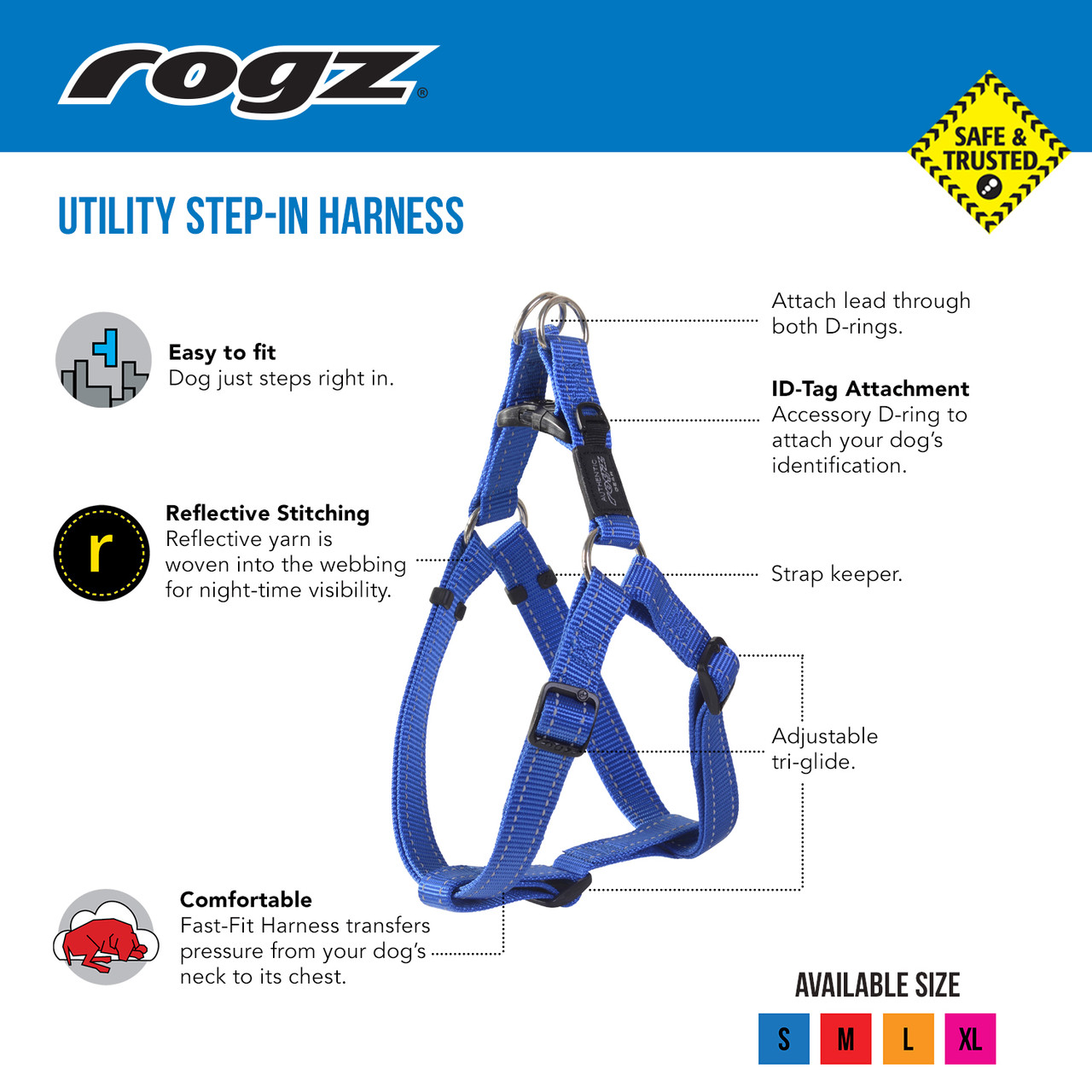 Rogz Utility Step-In Dog Harness Blue