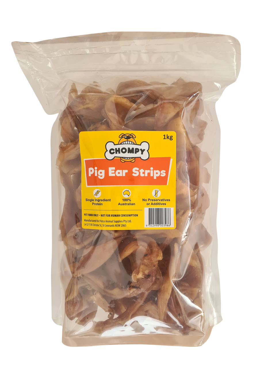 CHOMPY Pig Ear Strips Dog Treats | PetO